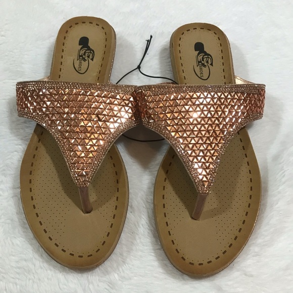 CG Shoes | Shoes | New Cg Shoes Rose Gold Sandals Flip Flops Sparkle ...